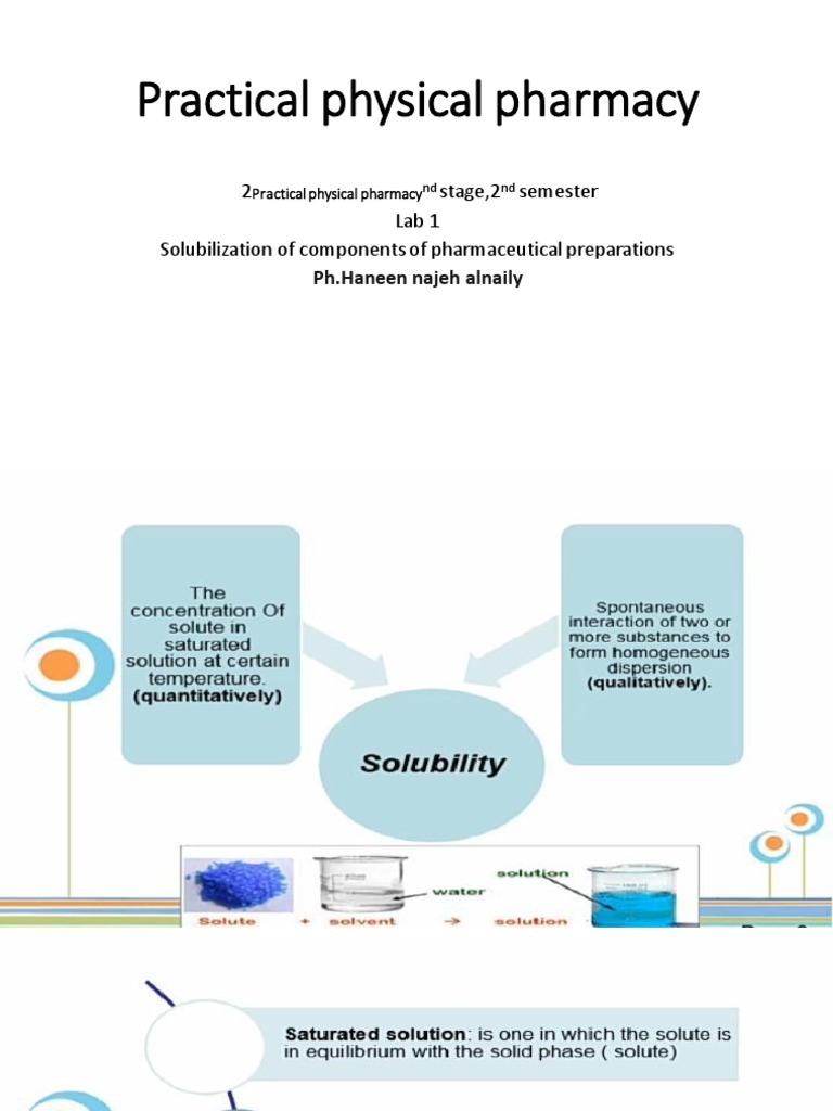 Practical Physical Pharmacy: 2 Stage, 2 Semester Lab 1 Solubilization of Components of ...