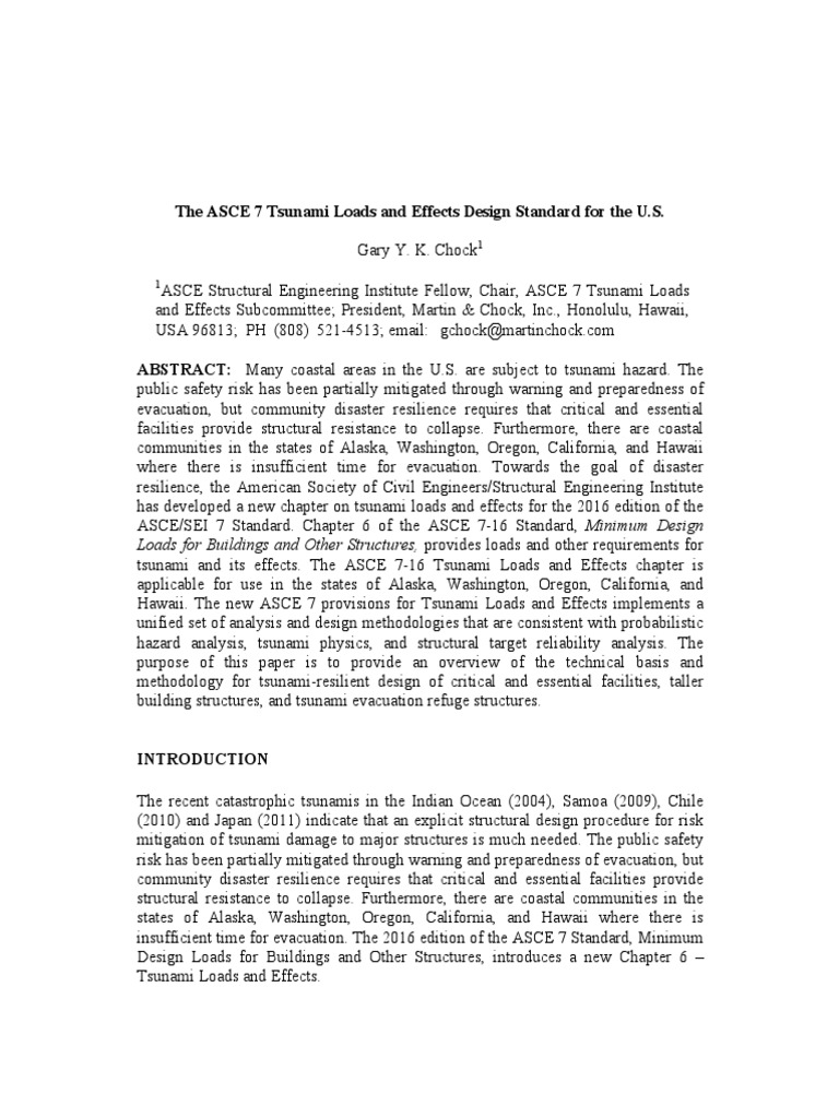 ASCE 7 Tsunami Loads and Effects Design Standard Overview | PDF