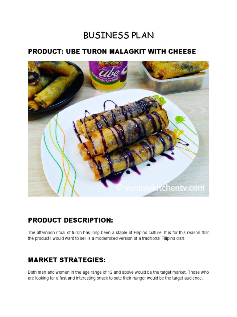 Business Plan: Product: Ube Turon Malagkit With Cheese | PDF