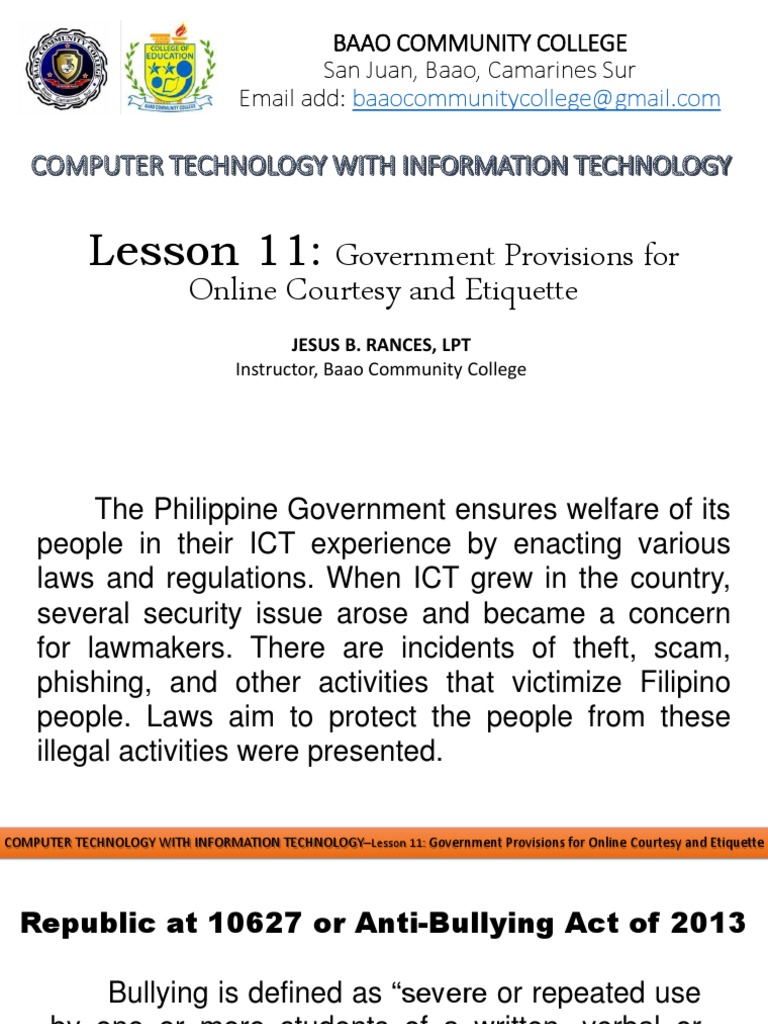 Philippine Laws Protecting Citizens from Online Harms: An Overview of ...