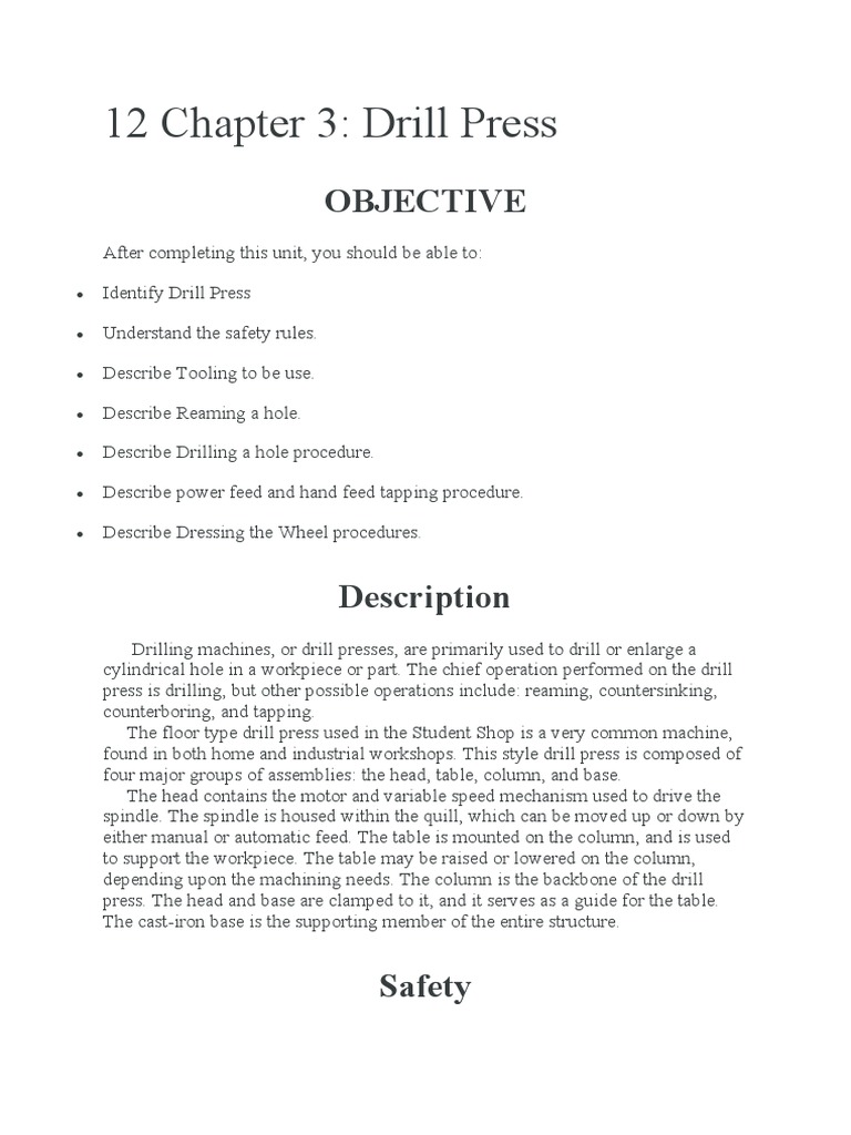 Drill Press | PDF | Drill | Drilling