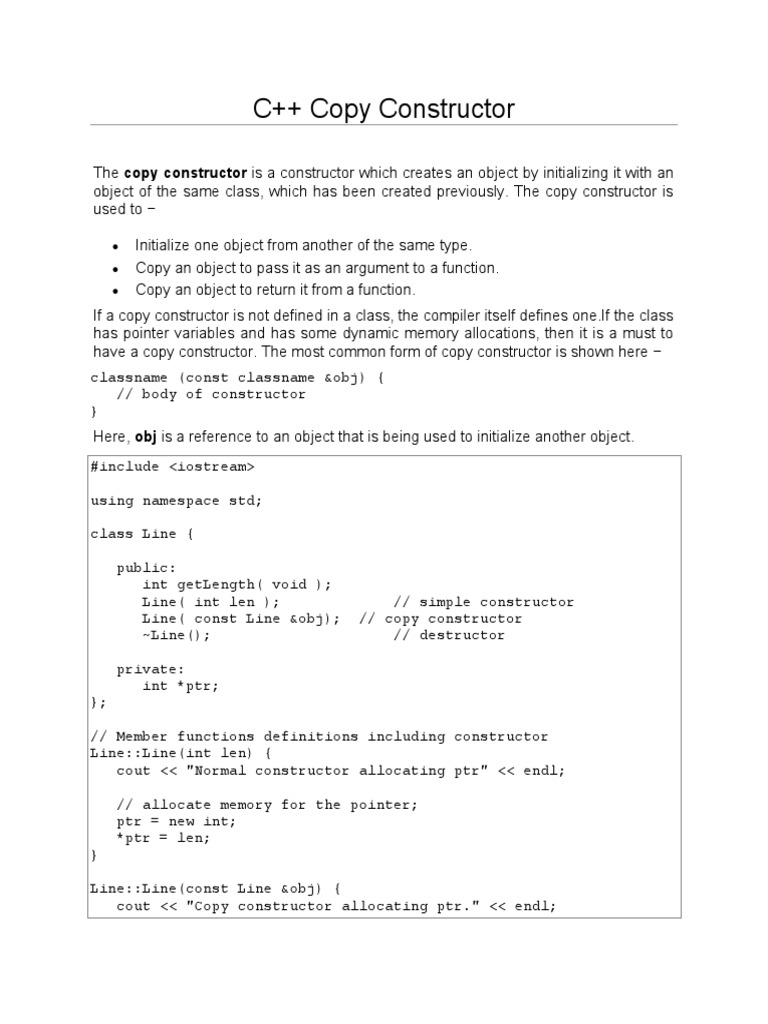C Copy Constructor Pdf Constructor Object Oriented Programming Programming 1993