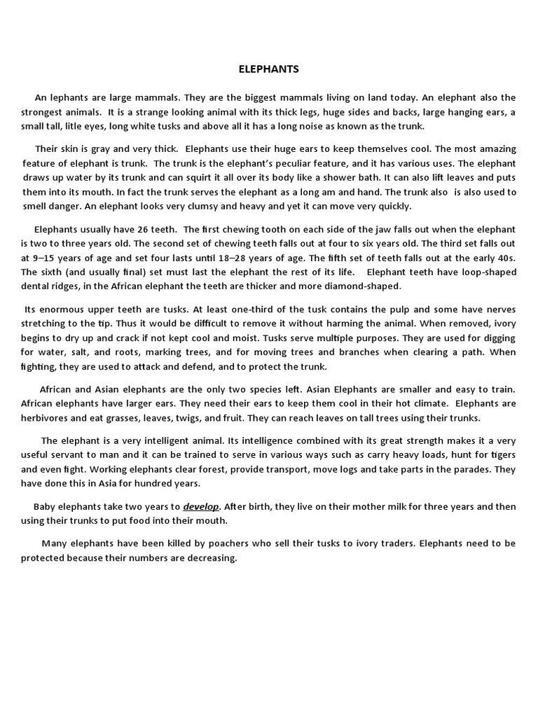 Uprak Elephants Report Text Pika | PDF | Elephant | Tooth