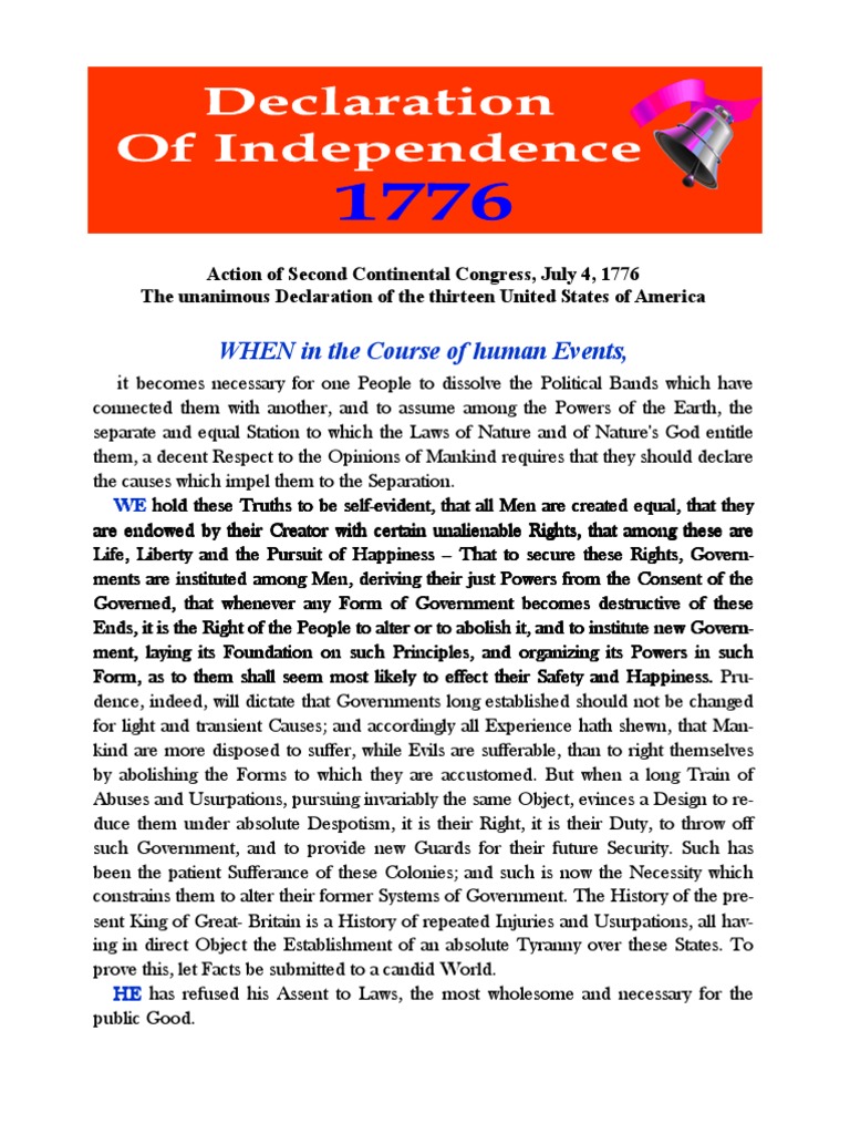 Declaration of Independence | PDF | Natural And Legal Rights | Public ...