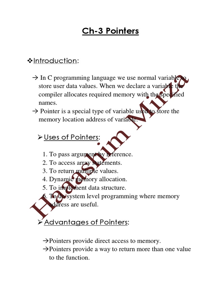 An In Depth Guide To Pointers In C Programming Pdf Pointer Computer Programming Variable 