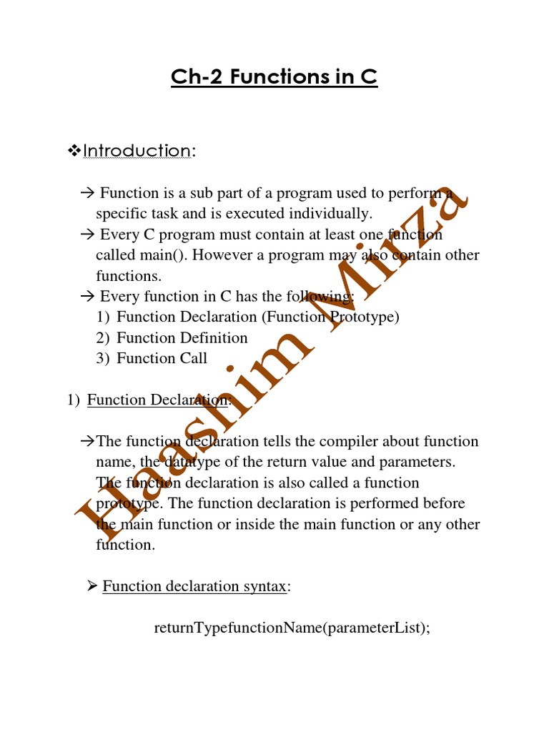 C Functions Explained Pdf Parameter Computer Programming String Computer Science