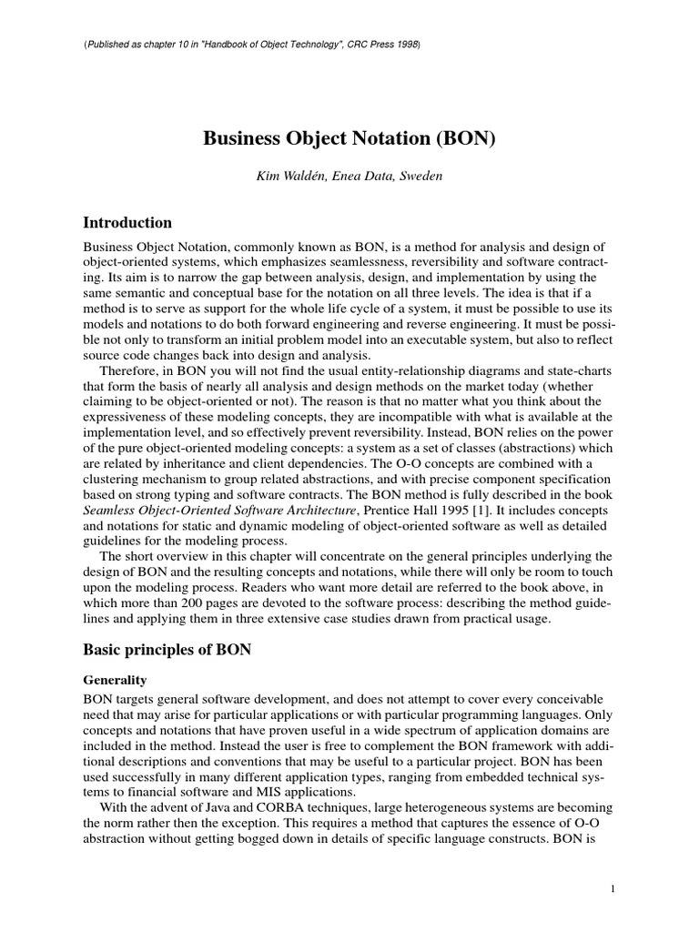 Business Object Notation (BON) Overview | PDF