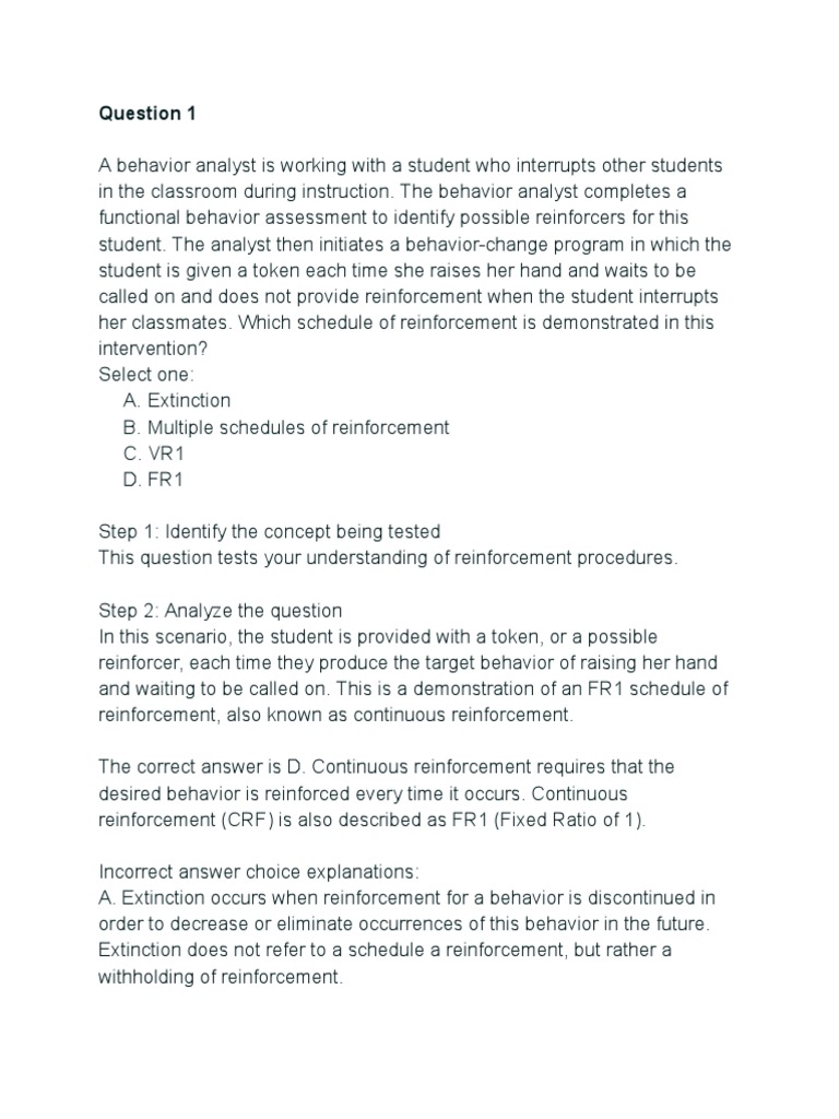 BCBA Exam Questions | PDF | Reinforcement | Behaviorism