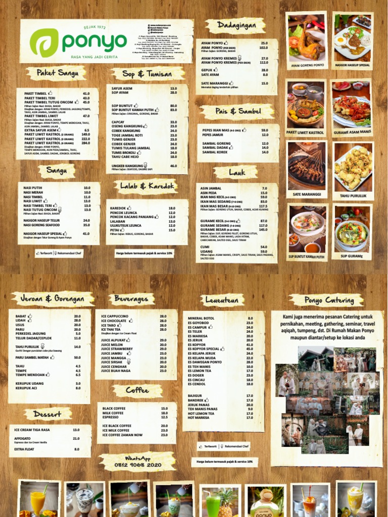 Menu Reguler Ponyo Bekasi 2023FI | PDF