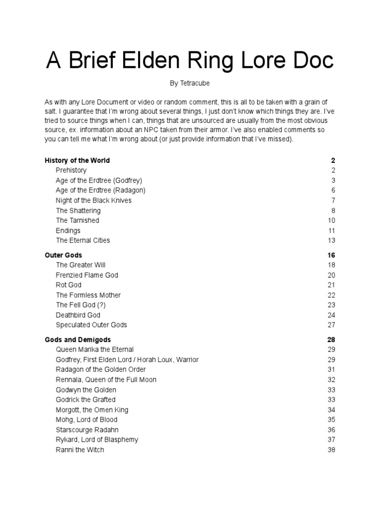 Elden Ring Lore Doc | PDF