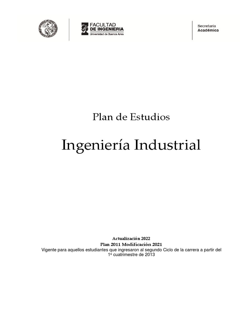 Ingeniería Industrial: Plan de Estudios | PDF
