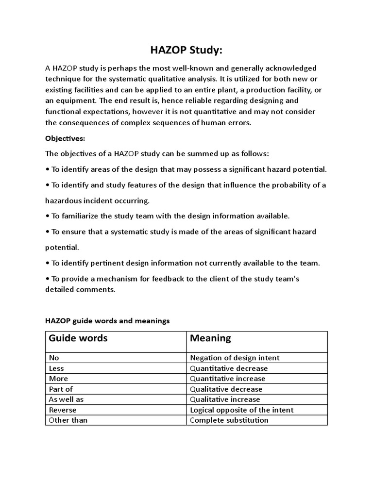 HAZOP Study | PDF | Water | Chemistry