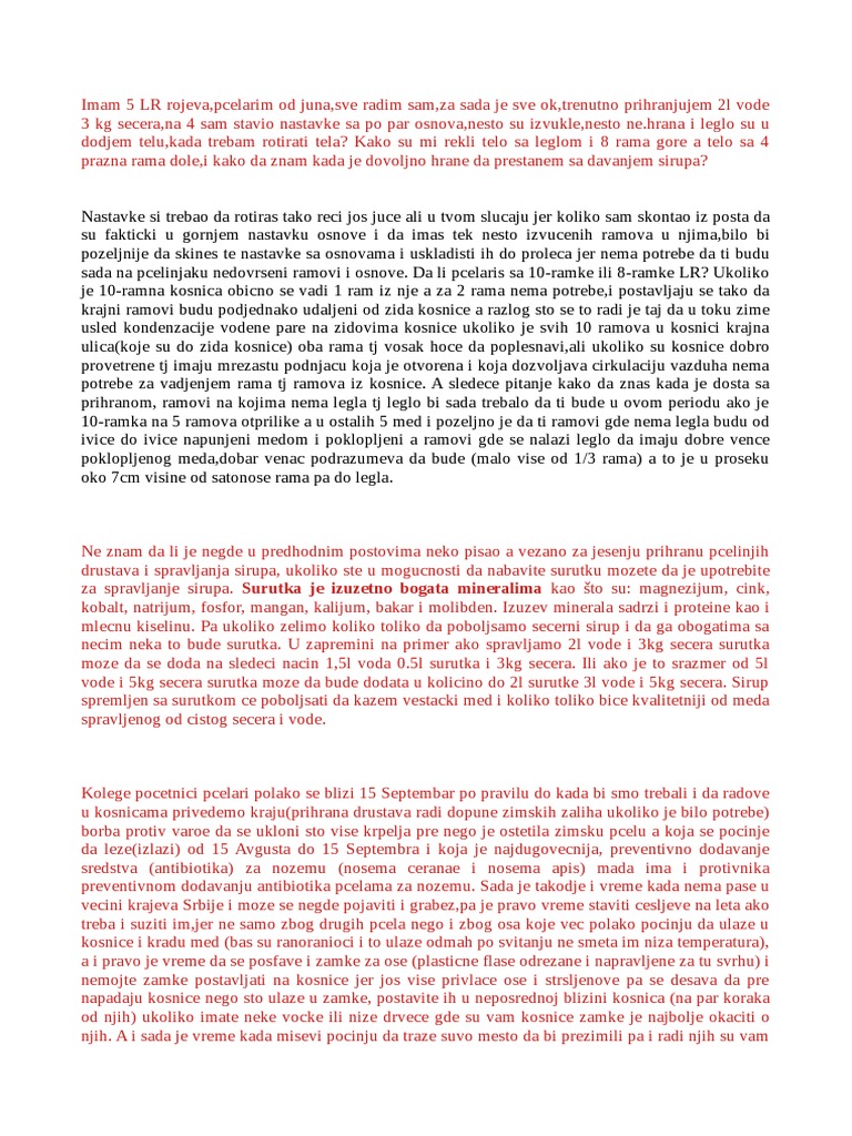 Pcelarenje Pitanja I Odgovori | PDF