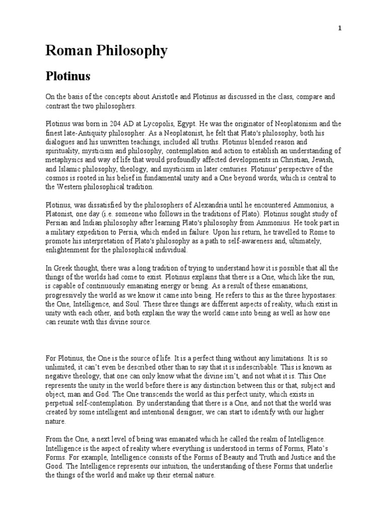 Roman Philosophy: Plotinus | PDF | Neoplatonism | Metaphilosophy