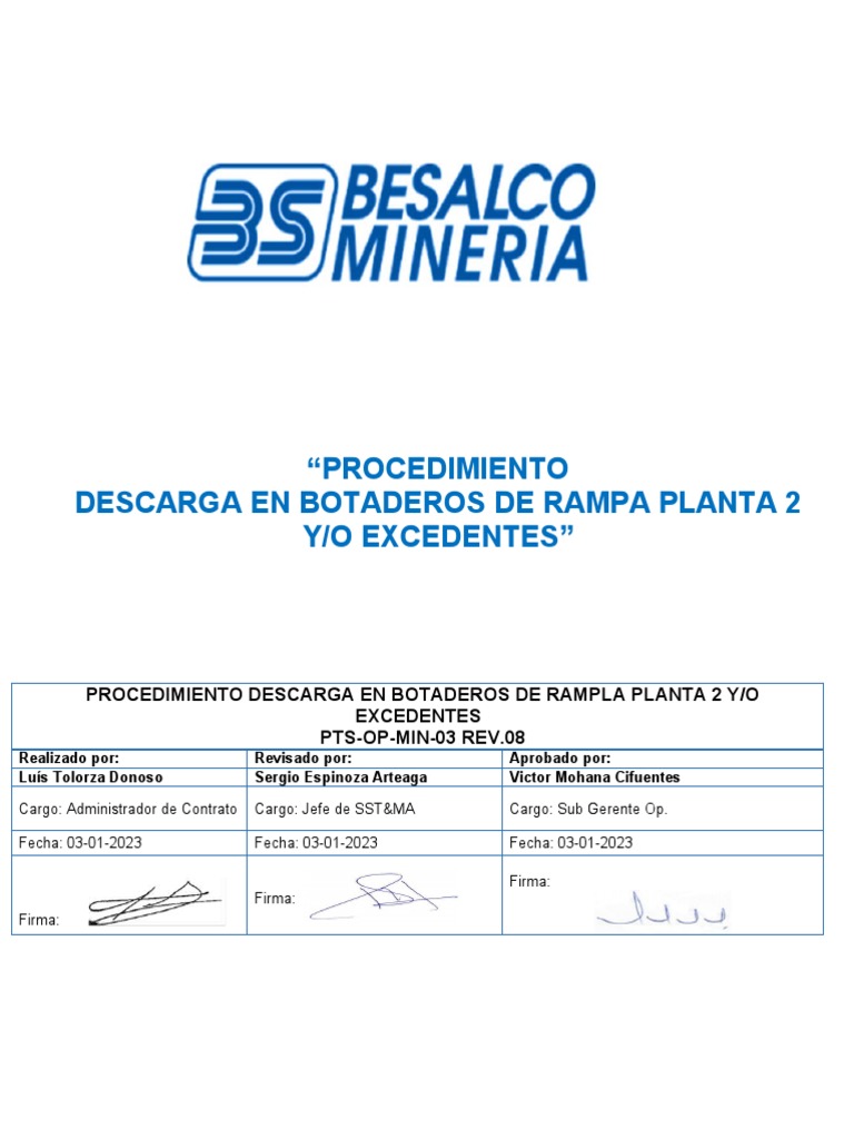 Procedimiento de Descarga en Botaderos | PDF | Neumático | Minería