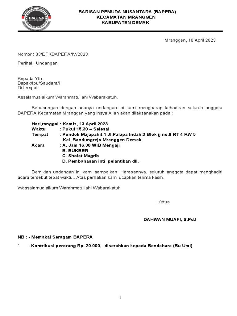 Undangan Bapera Bukber | PDF