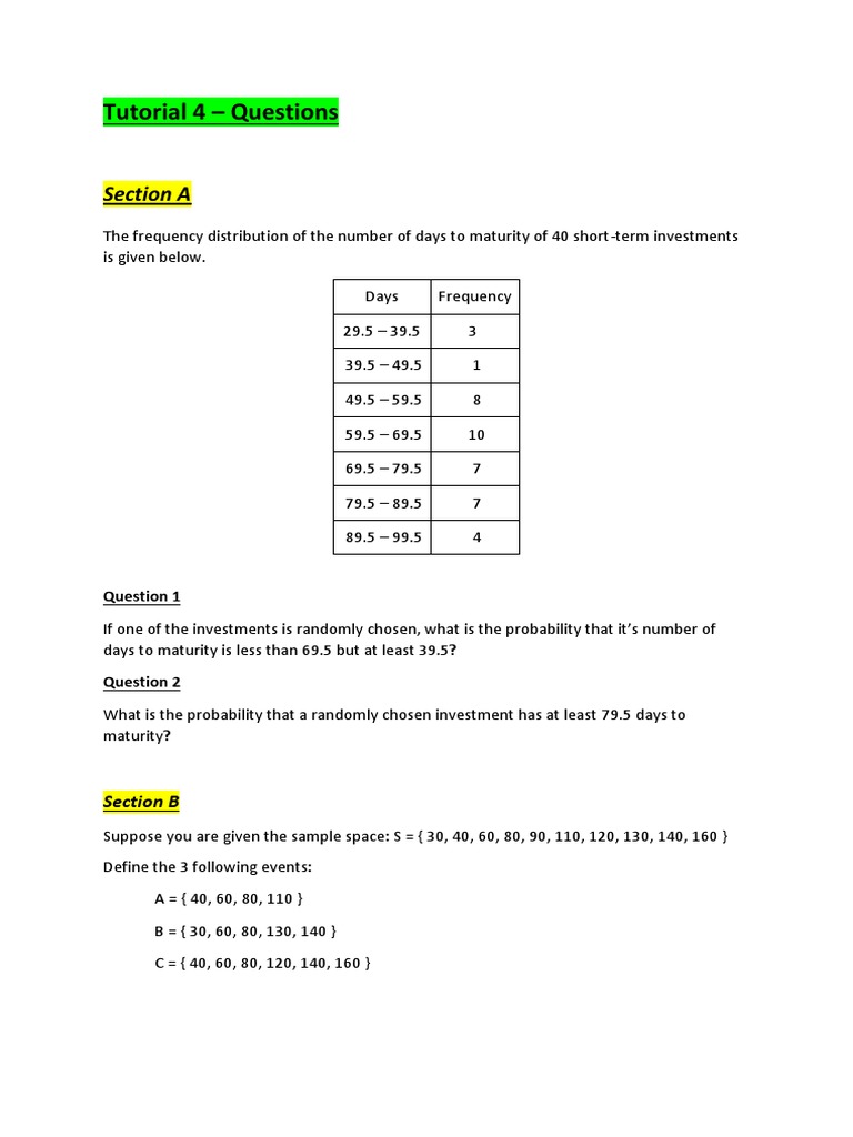 Tutorial 4 - Questions: Section A | PDF