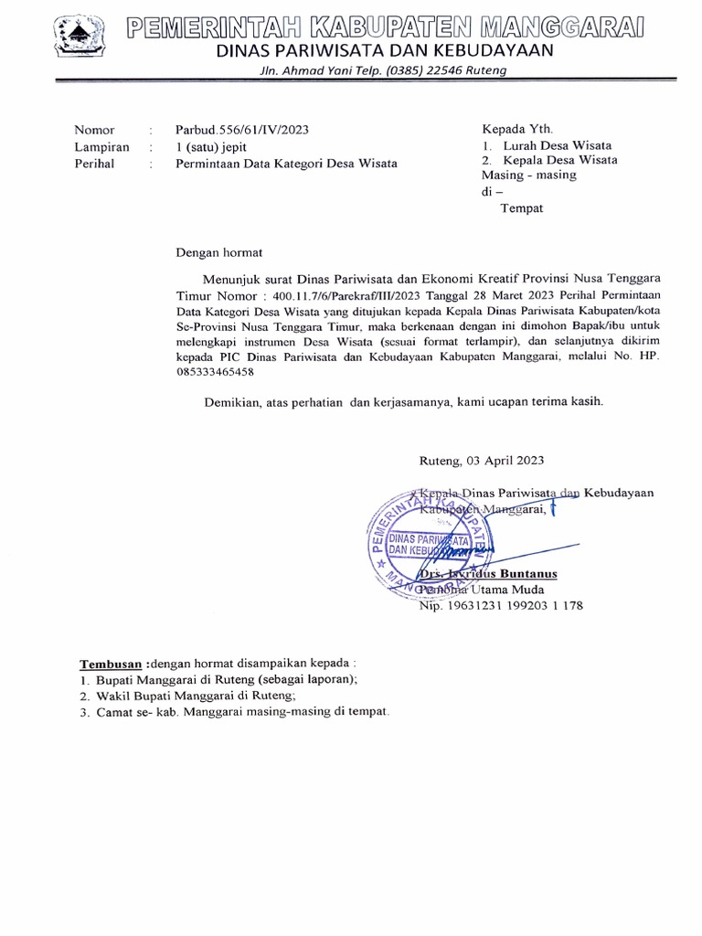 Surat Desa Wisata | PDF