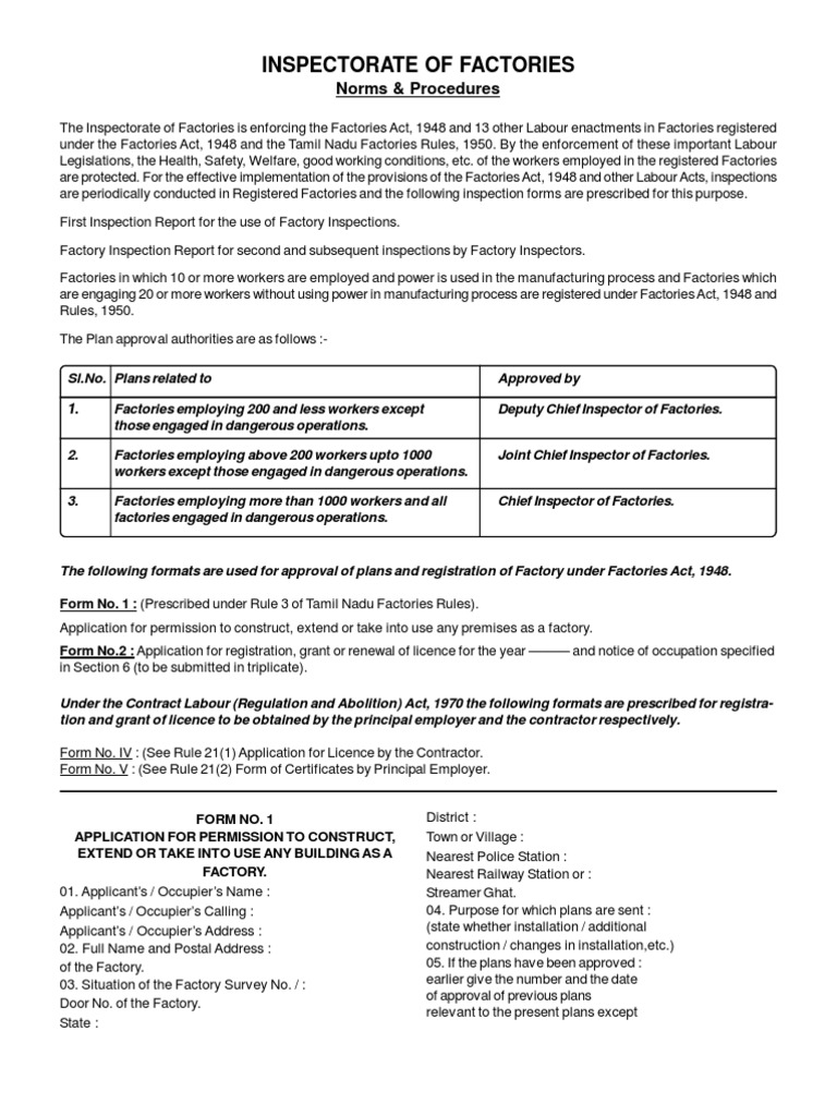 Inspector of Factories Norms 16 | PDF | Trade Union | Labour Law