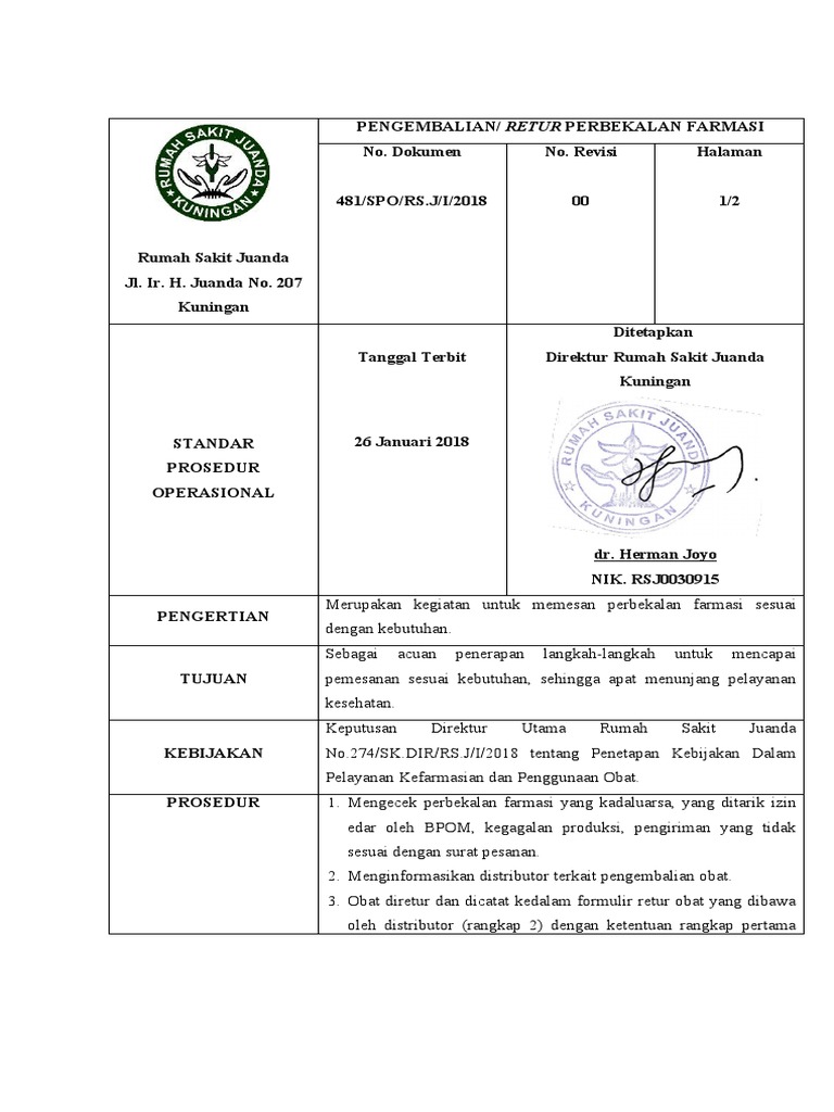 SPO Retur Obat | PDF