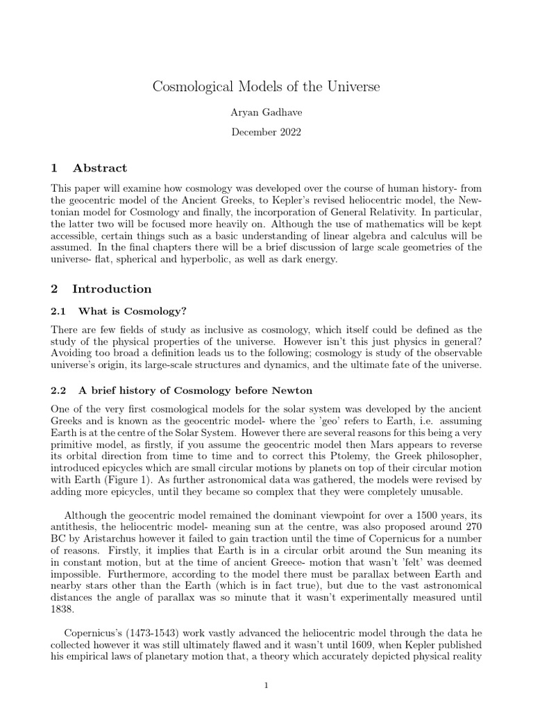 Cosmological Models of The Universe | Download Free PDF | Universe ...