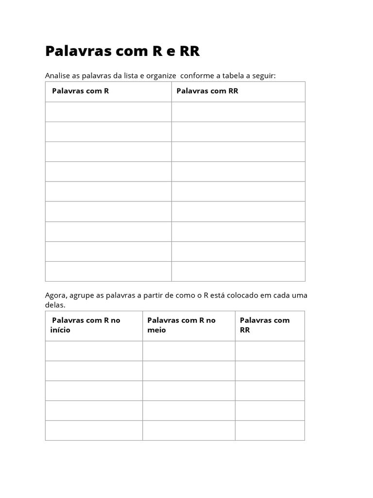 Palavras Com R e RR | PDF