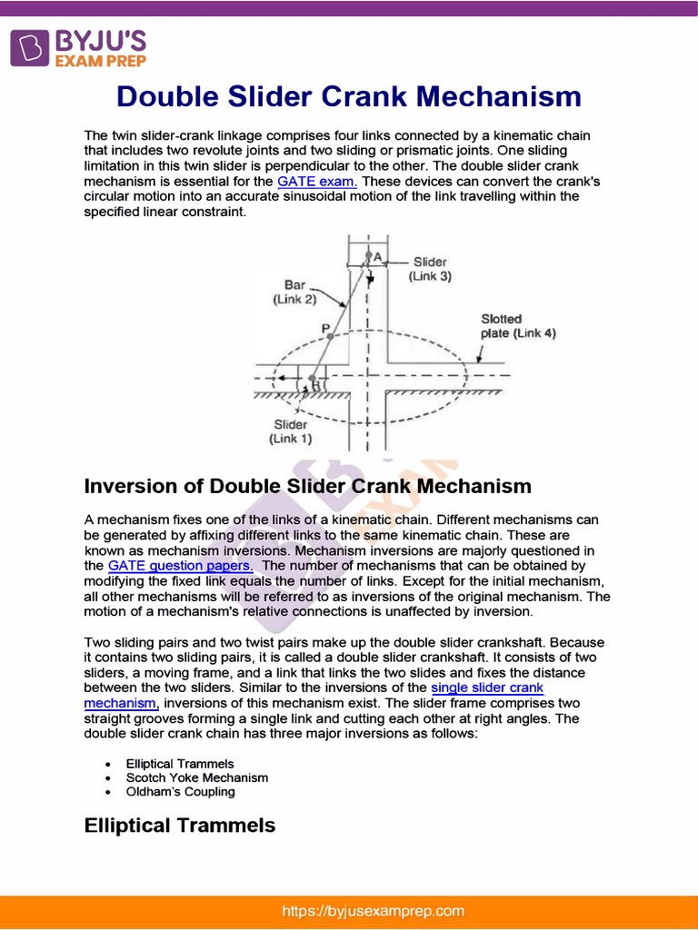 Double Slider Crank Mechanism Gate Notes 61 | PDF | Tools | Mechanics Double Slider Crank Mechanism Gate Notes 61 | PDF | Tools | Mechanics