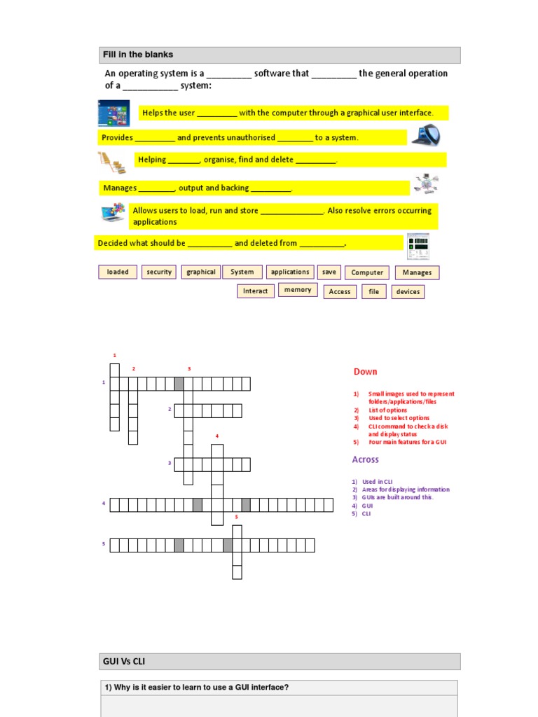 Operating System Worksheet Pdf