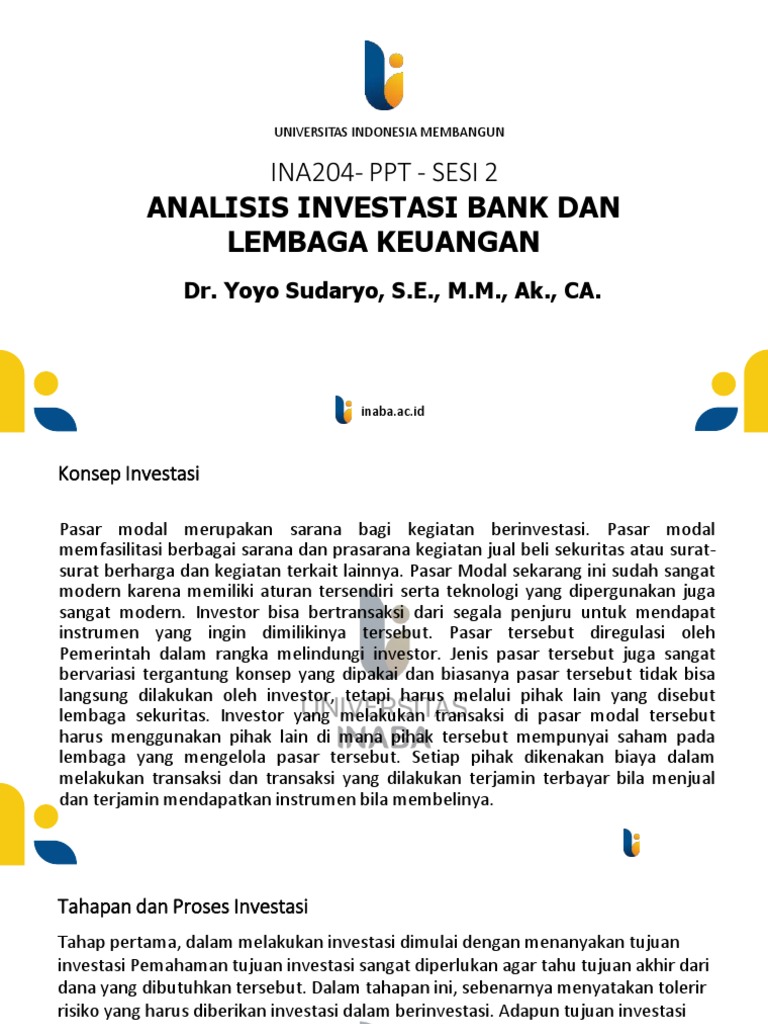 MND013 - Analisis Investasi Bank Dan Lembaga Keuangan-PPT-Sesi 2 | PDF