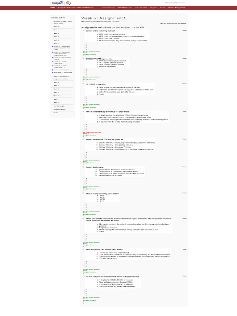 Computer Networks and Internet Protocol - Unit 7 - Week 5 | PDF | Network Socket ...