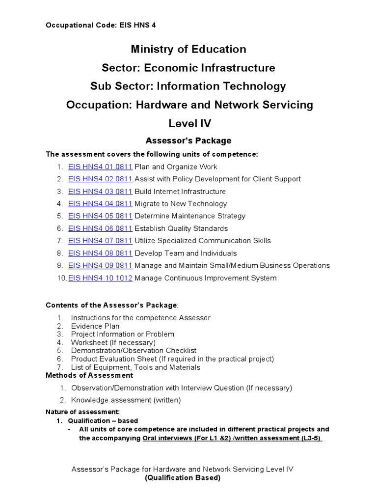 Ministry of Education Sector: Economic Infrastructure Sub Sector ...