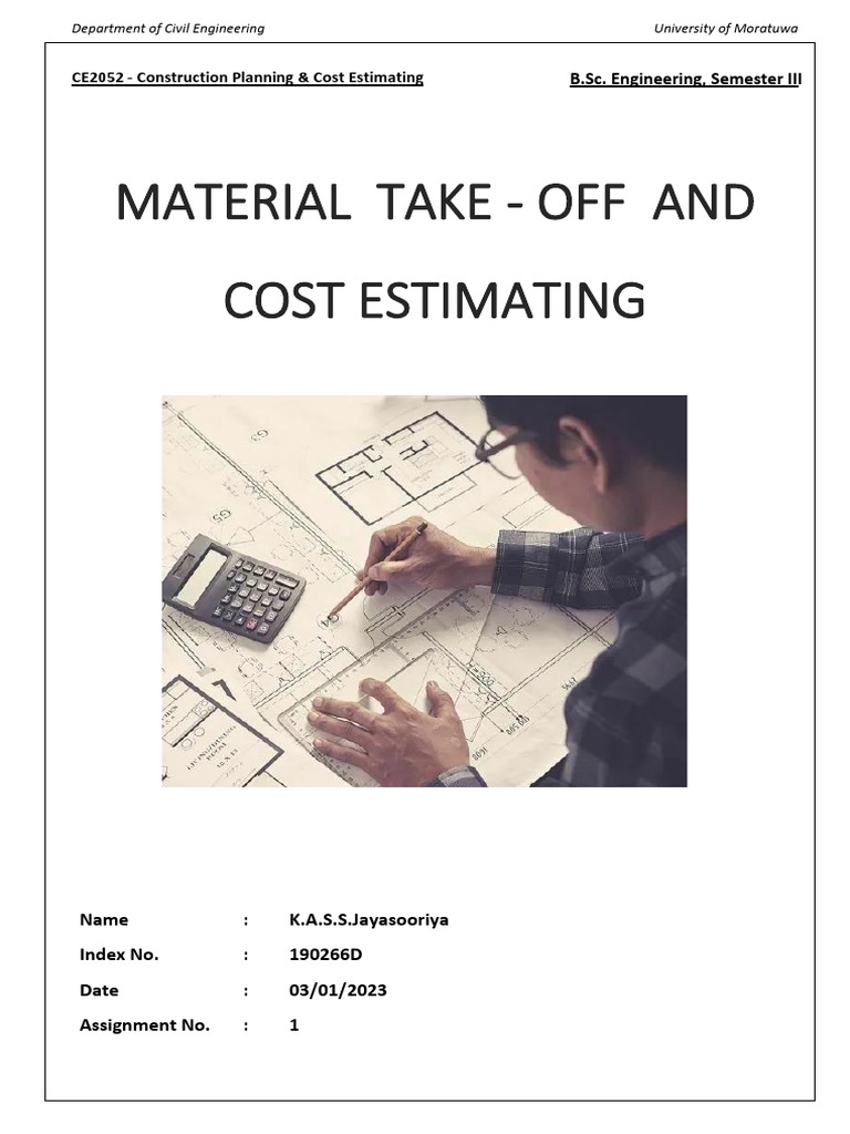 Material Take - Off and Cost Estimating | PDF | Risk | Hazards