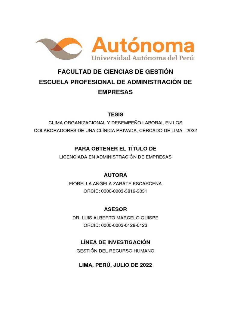 Zarate Escarcena, Fiorella Angela | PDF | Motivacional | Motivación