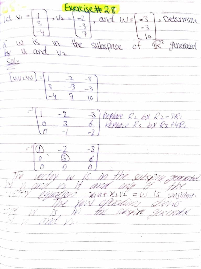 Linear Algebra Exercise 2.8 | PDF | Linear Algebra | Algebra
