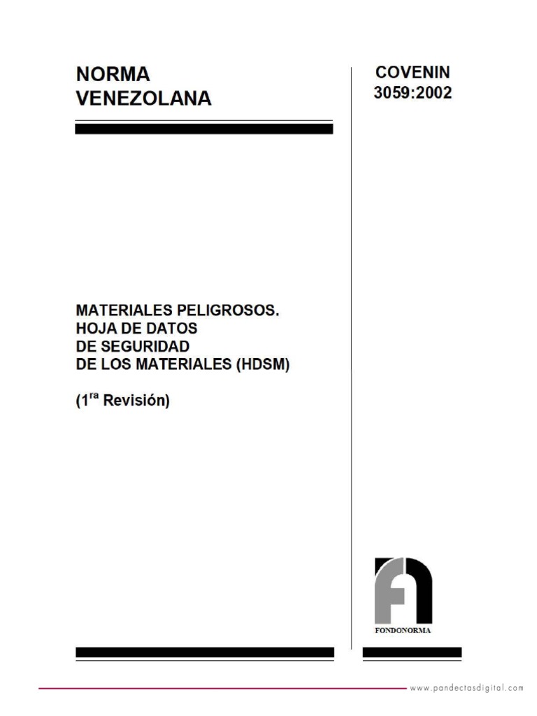 Norma Venezolana: Covenin 3059:2002 | PDF | Agua | Toxicología