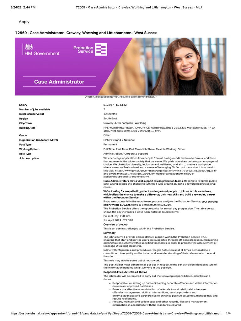 72569 - Case Administrator - Crawley, Worthing and Littlehampton - West ...