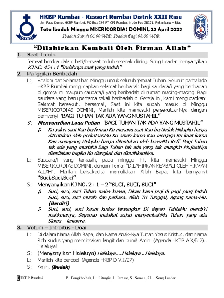 "Dilahirkan Kembali Oleh Firman Allah ": HKBP Rumbai - Ressort Rumbai ...