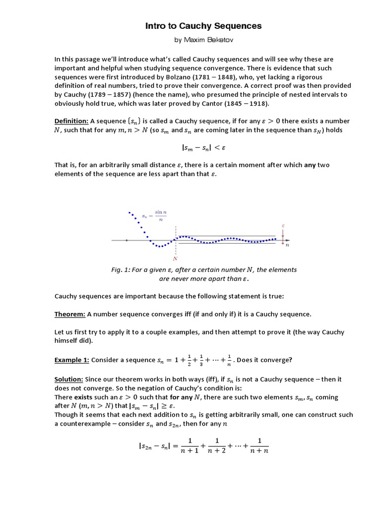 Intro To Cauchy Sequences (Calculus) | PDF | Sequence | Real Number