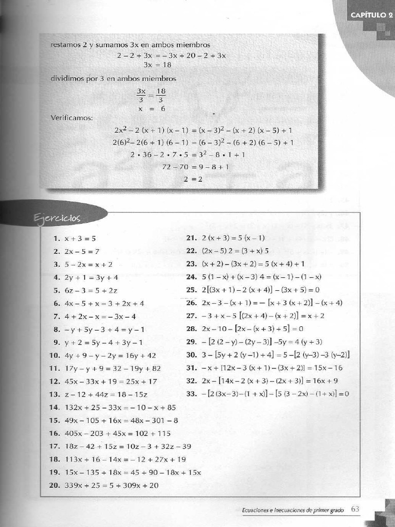 Ejercicios Ecuaciones de Primer Grado | PDF