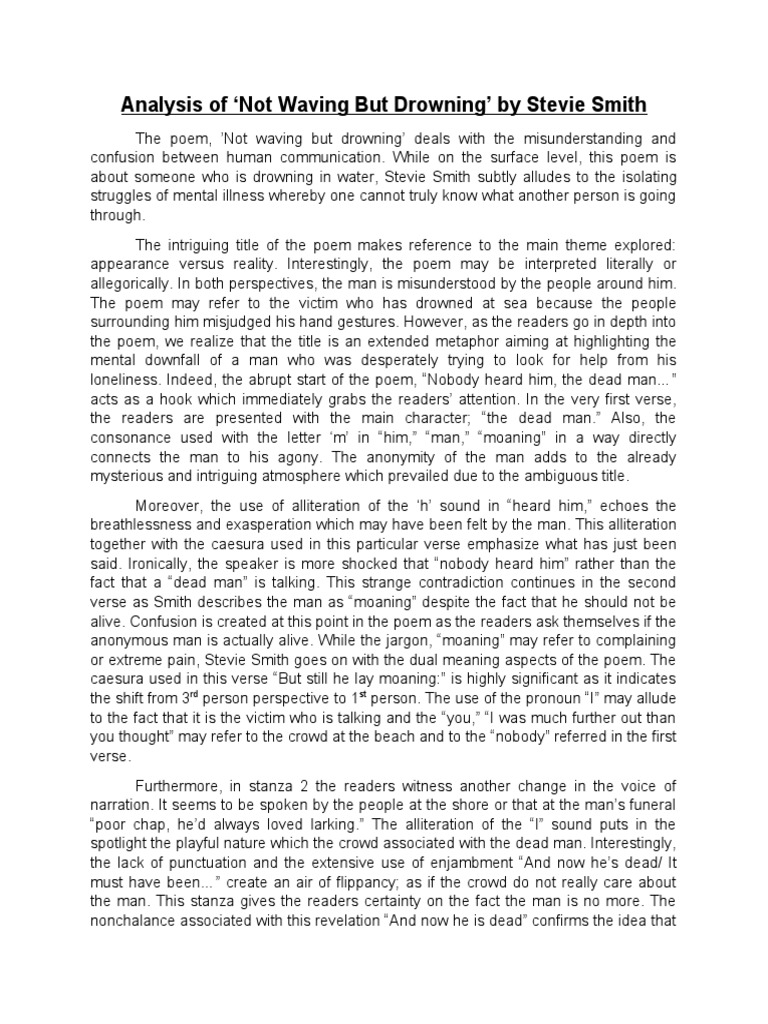 Analysis of "Not Waving But Drowning" | PDF | Poetry