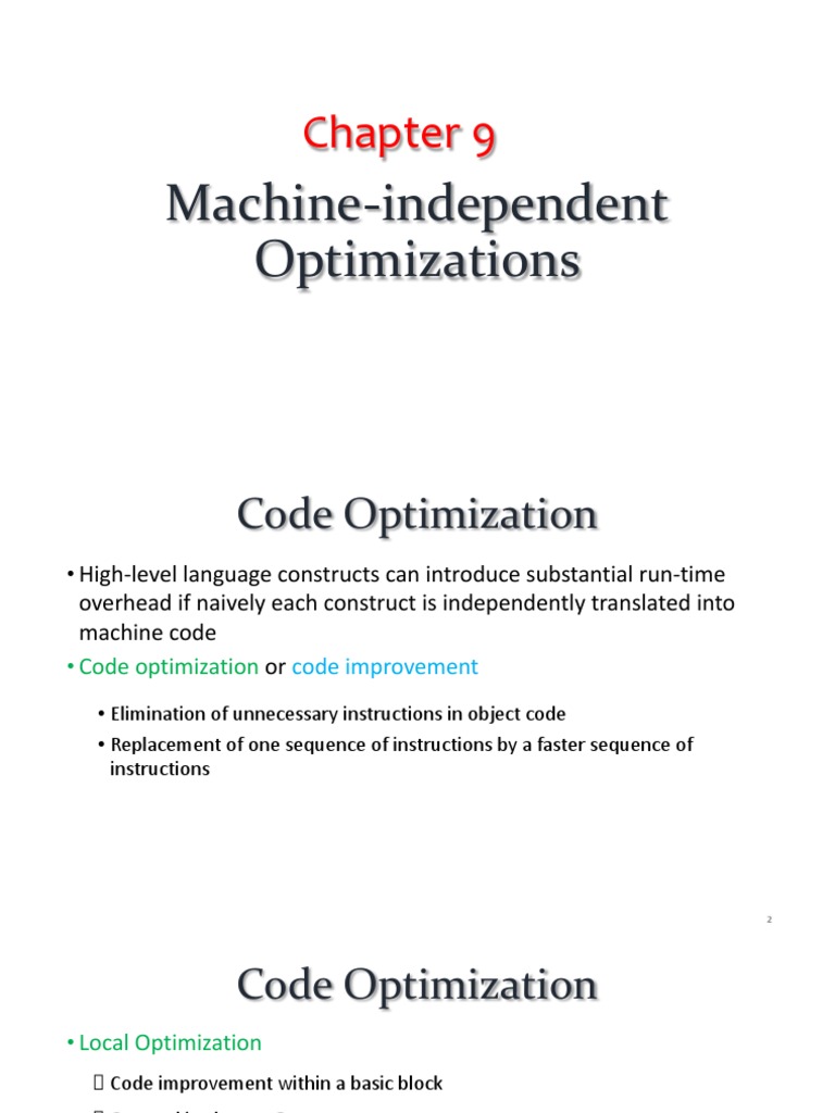 Chapter 9 (Machine-Independent Optimizations) | PDF | Program Optimization | Computer Program