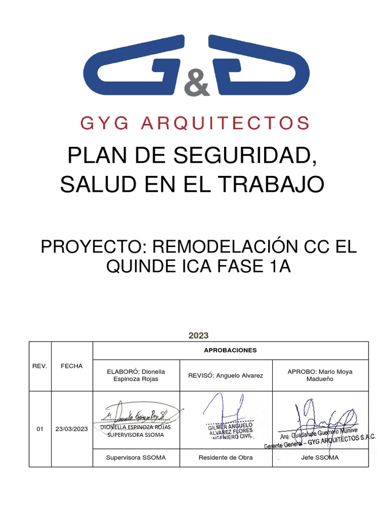 P-Seg-Sig-16-Plan SST en Obra 2023 - Quinde Ica | PDF | Seguridad y ...