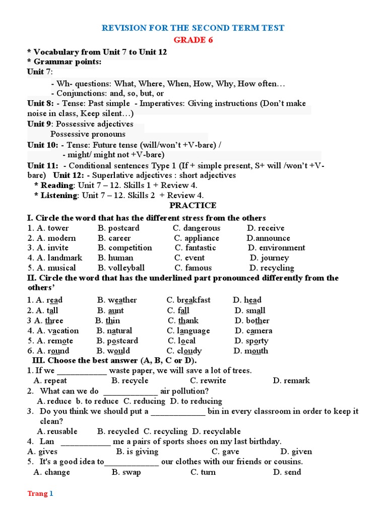 De Cuong On Tap Tieng Anh 6 HK2 - Uyen | PDF | Linguistics | Grammar