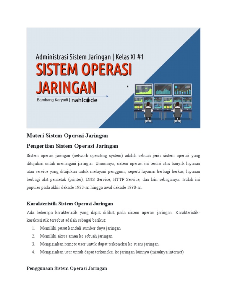 Materi Sistem Operasi Jaringan Pengertian Sistem Operasi Jaringan | PDF ...