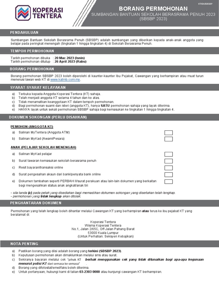 Borang SBSBP 2023 CCPR | PDF