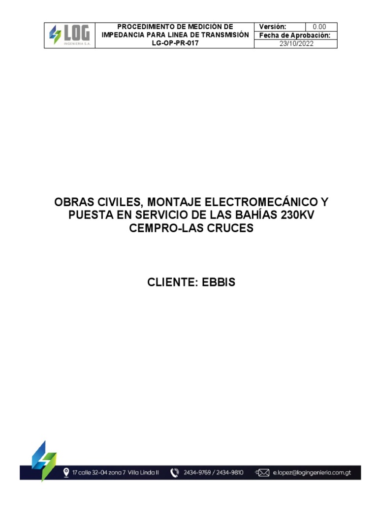 Medición de Impedancia 230kV CEMPRO | PDF | Impedancia eléctrica | Medición