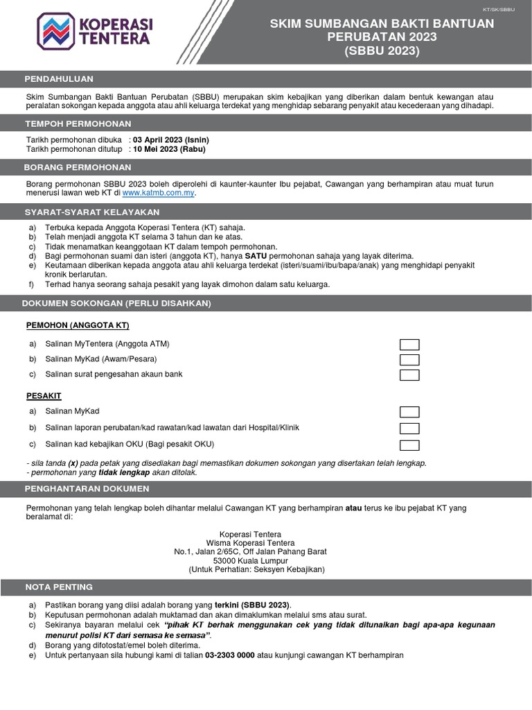 Borang Sbbu 2023 | PDF