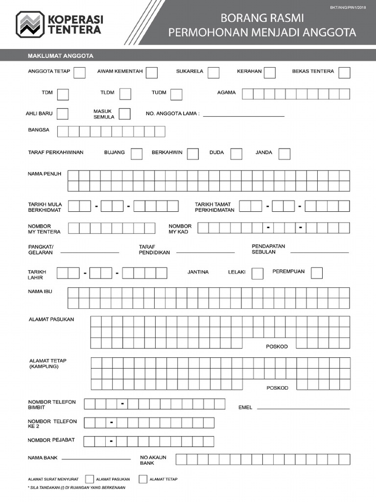 Borang Rasmi Menjadi Anggota For Website | PDF