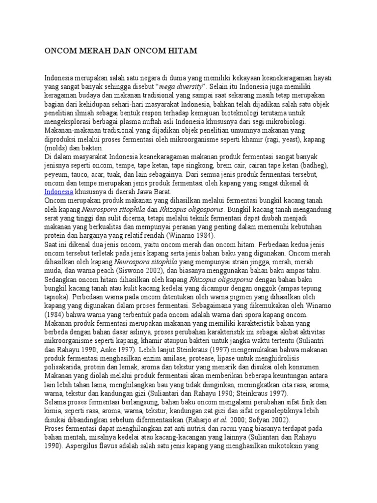 Oncom Merah Dan Oncom Hitam | PDF