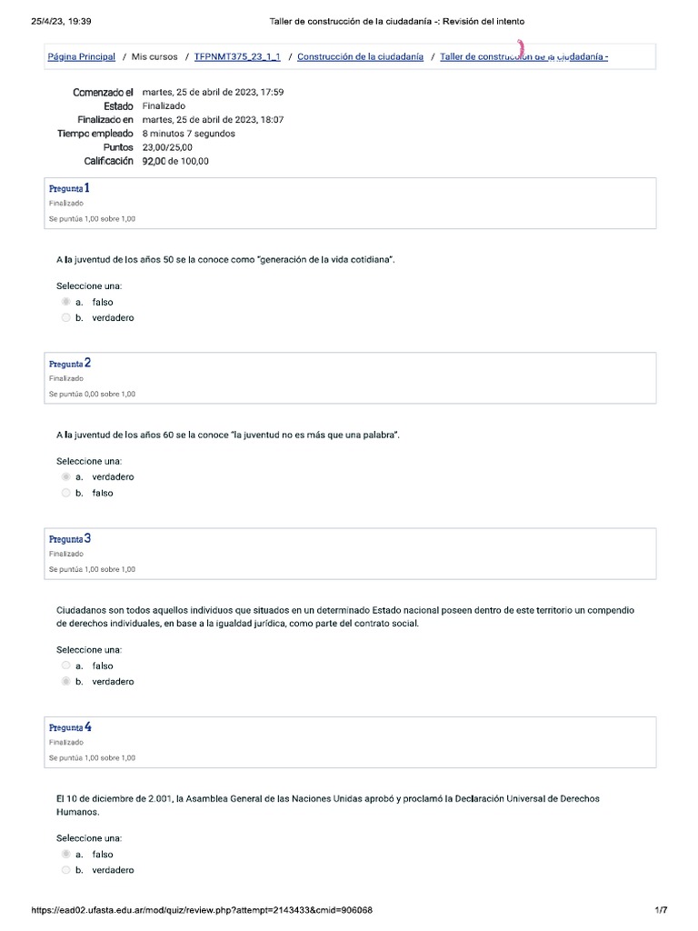 Fasta Construccion Ciudadana Examen | PDF